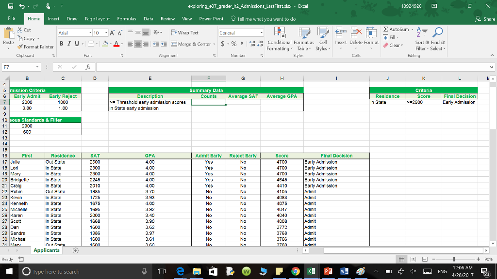 N Cell F7 Enter A Database Function To Count The 