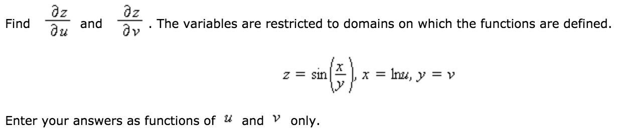 Solved Find partial differential z/partial differential u | Chegg.com