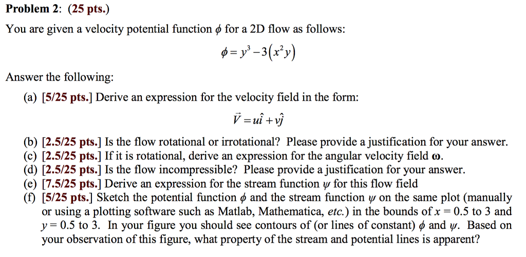Solved Problem 2: (25 pts.) You are given a velocity | Chegg.com