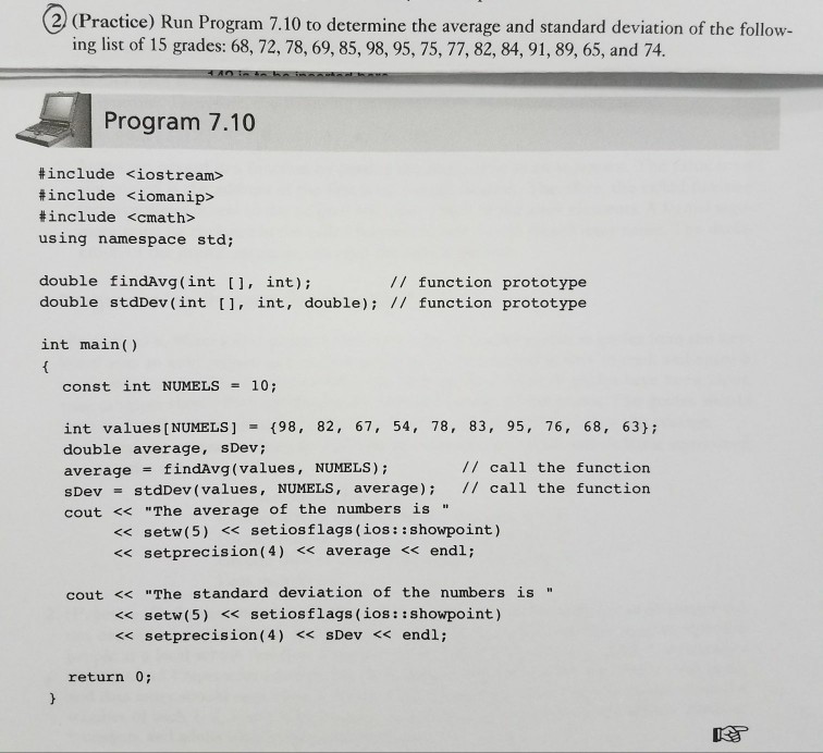 Solved 2) (Practice) Run Program 7.10 to determine the | Chegg.com