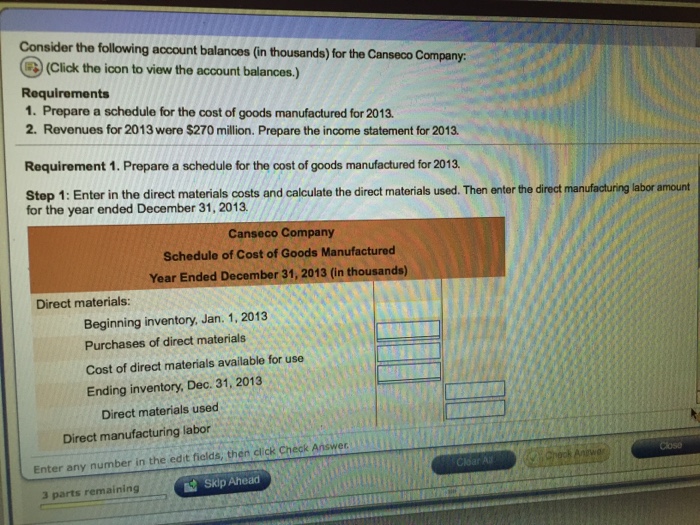 Consider the following account balances (in | Chegg.com