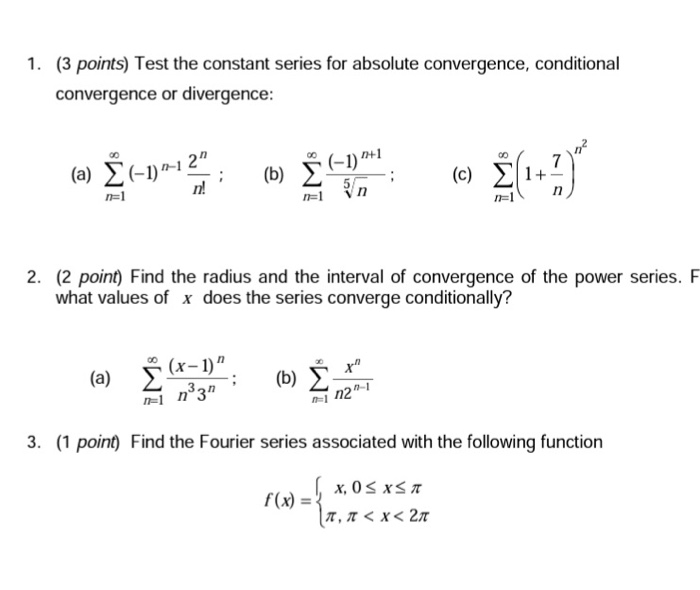 Solved Test the constant series for absolute convergence, | Chegg.com Solved Test the constant series for absolute convergence, | Chegg.com