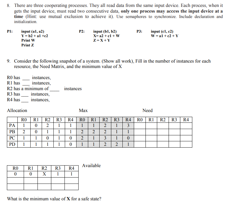 Solved There are three cooperating processes. They all read | Chegg.com