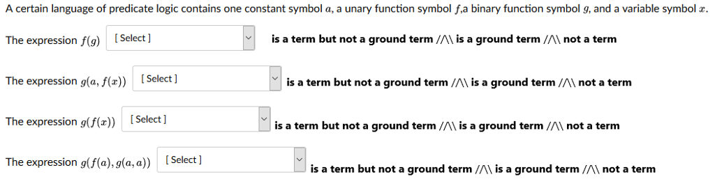 Solved A certain language of predicate logic contains one | Chegg.com