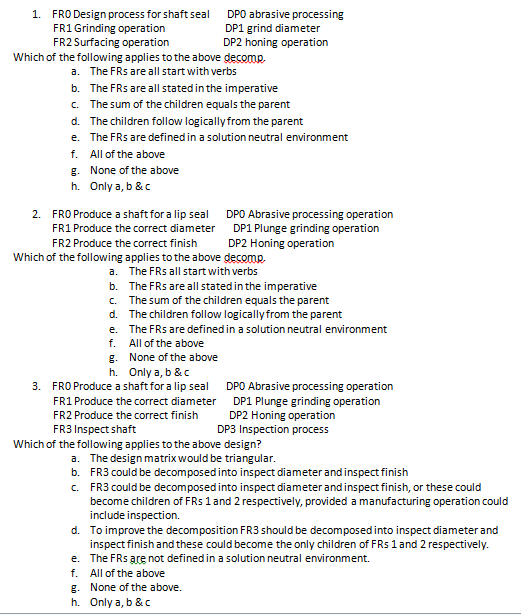 Solved FR0 Design process for shaft sea DP0 abrasive | Chegg.com