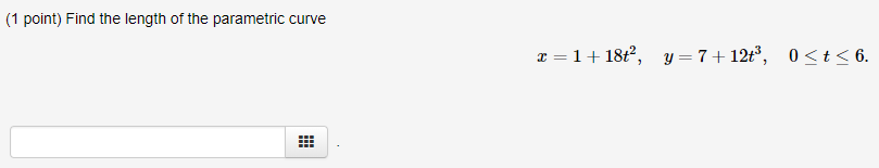 Solved 1 point) Find the length of the parametric curve | Chegg.com