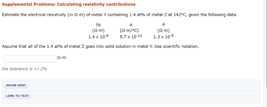 Solved Supplemental Problems: Calculating resistivity | Chegg.com