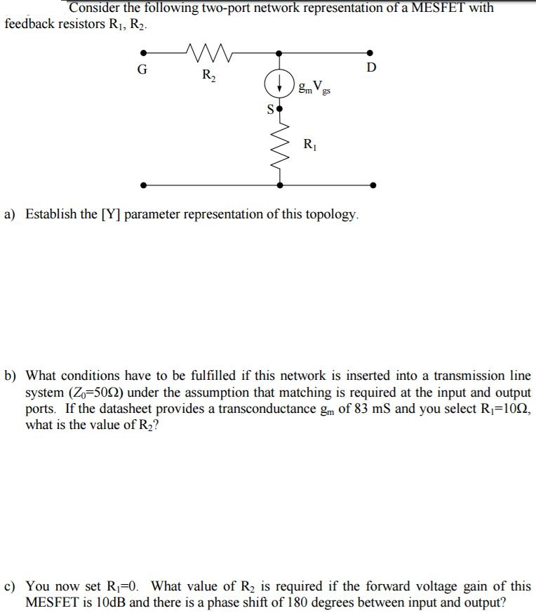 Solved Consider the following two-port network | Chegg.com