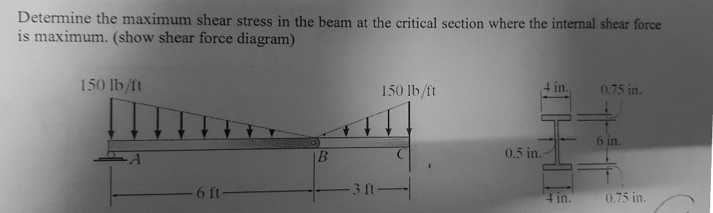 Solved Determine the maximum shear stress in the beam at the | Chegg.com
