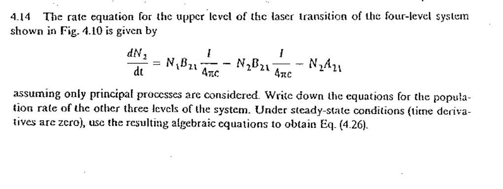 4.14 The rate equation for the upper level of the | Chegg.com