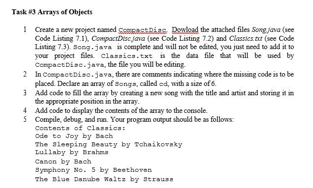 Solved Task #3 Arrays of Objects 1 Create a new project | Chegg.com