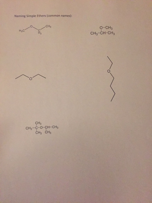 Solved Naming Simple Ethers (common names): O-CH3 CH3-CH-CH3 | Chegg.com