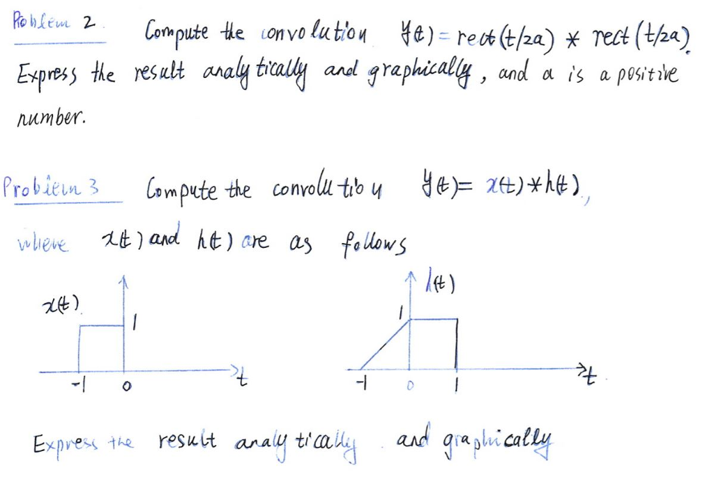 Solved Compute the convolution y(t) = rect(t/za) * | Chegg.com