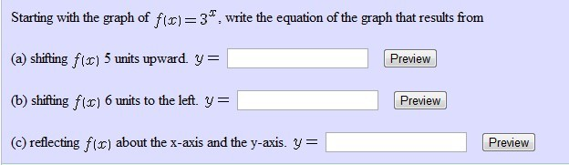 Solved Starting with the graph of f(x) = 3x, write the | Chegg.com