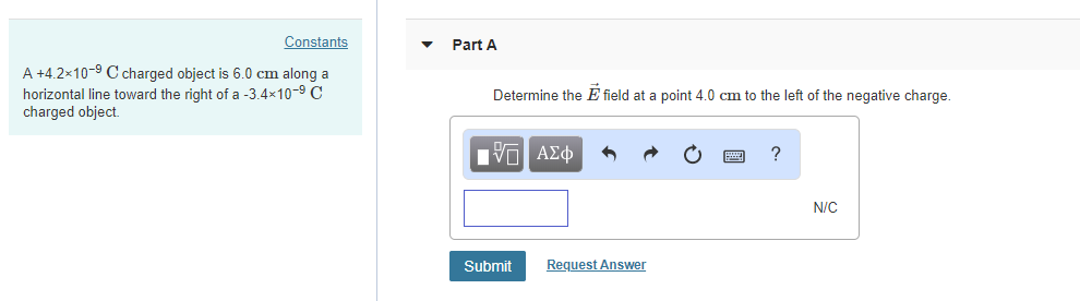 Solved Constants Part A A +4.210-9 C charged object is 6.0 | Chegg.com