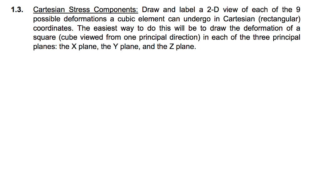 1.3. Cartesian Stress Components: Draw and label a | Chegg.com