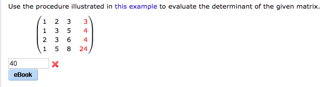 Solved a) Evaluate the determinant of the given matrix | Chegg.com