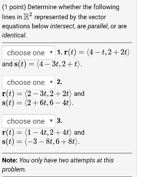 Solved Determine whether the following lines in R^2 | Chegg.com