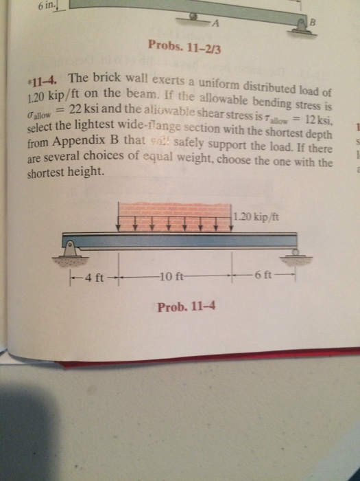 Solved The brick wall exerts a uniform distributed load of | Chegg.com