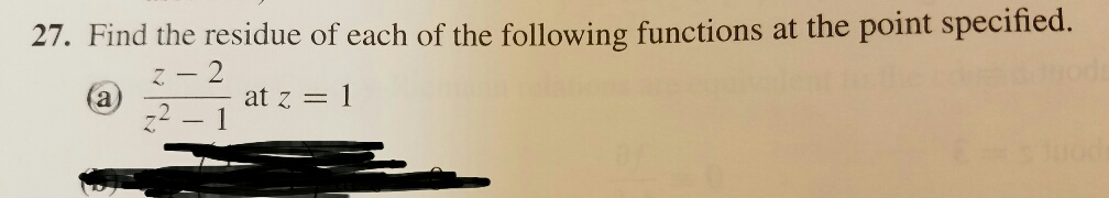 Solved Find the residue of each of the following functions | Chegg.com