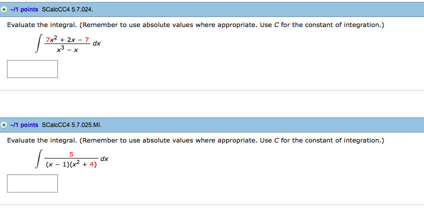 Solved Evaluate the integral. (Remember to use absolute | Chegg.com