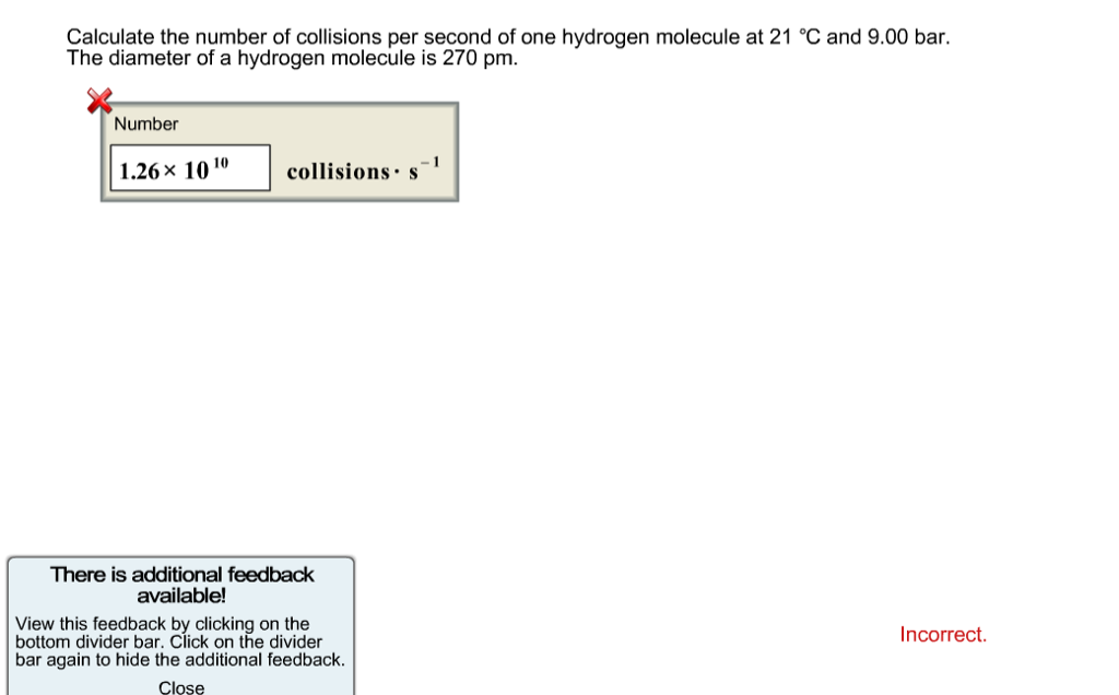 Solved Calculate the number of collisions per second of one | Chegg.com