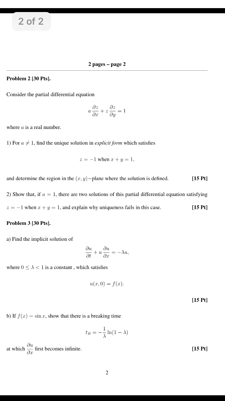 Solved Consider the partial differential equation where a | Chegg.com
