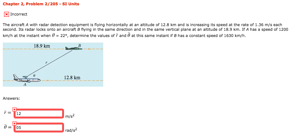 Solved Chapter 2, Problem 2/205 - SI Units XIncorrect The | Chegg.com