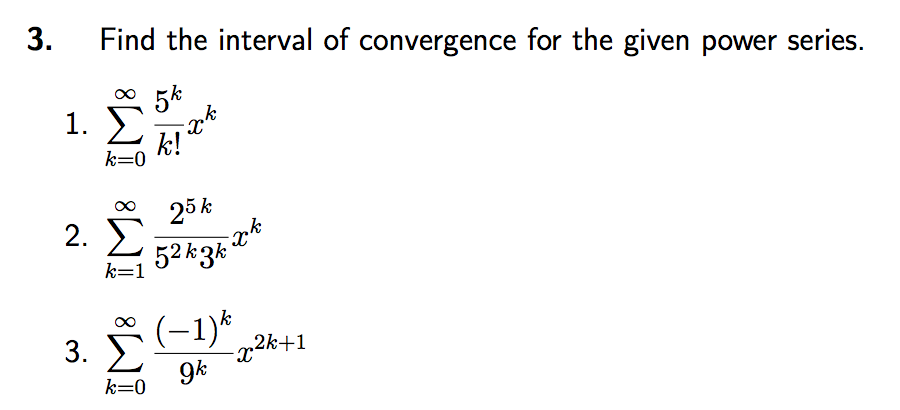 Solved Find the interval of convergence for the given power | Chegg.com