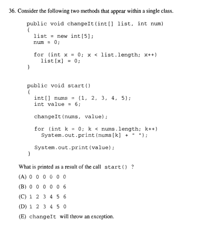 Solved 36. Consider the following two methods that appear | Chegg.com