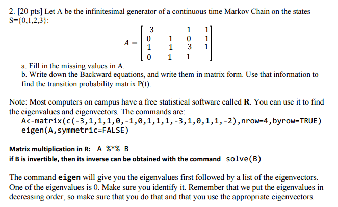 Let A be the infinitesimal generator of a continuous | Chegg.com