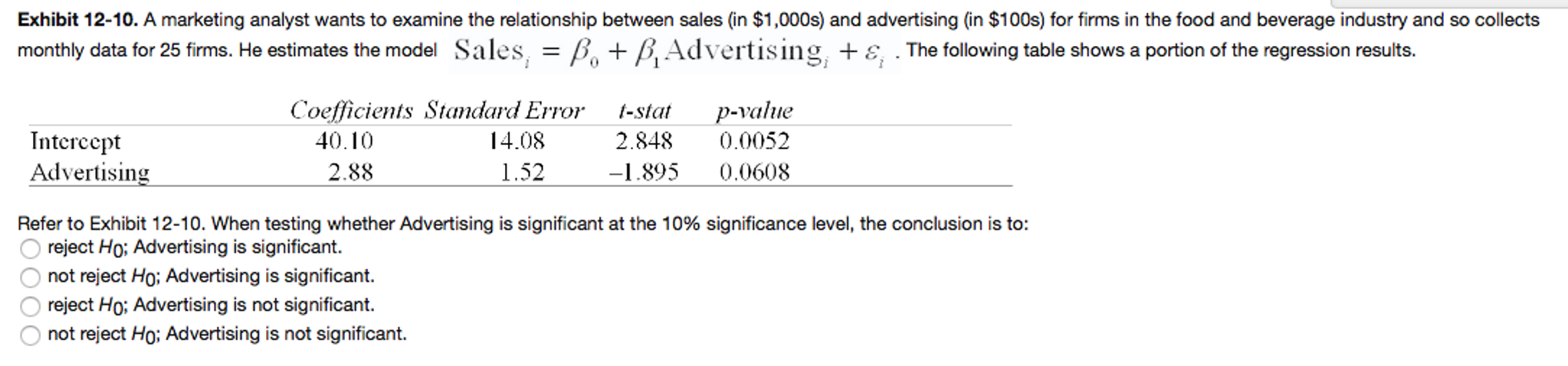 Solved A Marketing Analyst Wants To Examine The Relationship