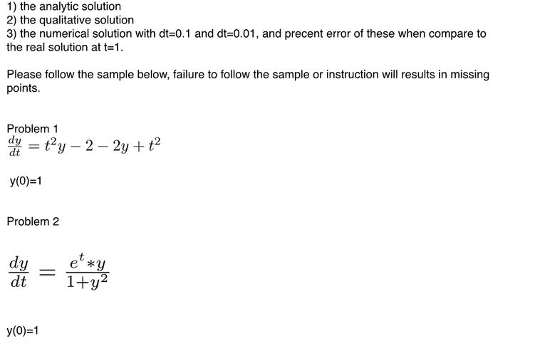 Solved 1) the analytic solution 2) the qualitative solution | Chegg.com