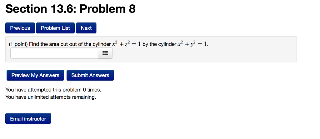 Solved Section 13.6: Problem 8 PreviouS Problem List Next 1 | Chegg.com