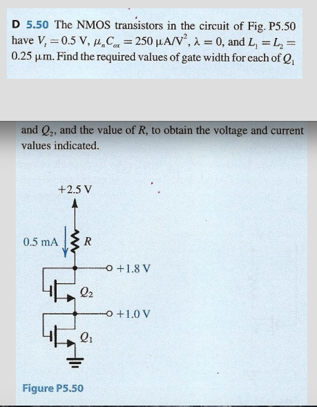 Solved The NMOS transistors in the circuit of Fig. P5.50 | Chegg.com