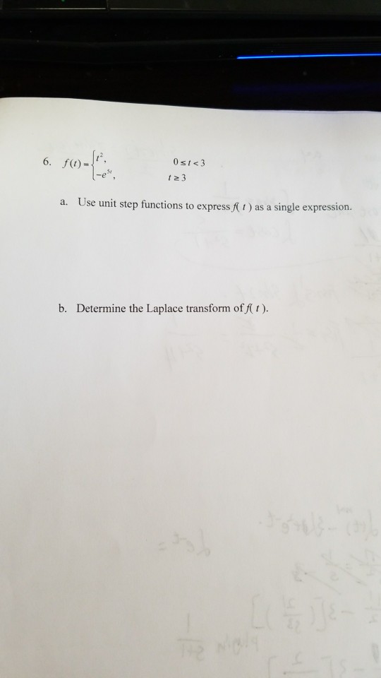 Solved 6. f(t)- -e a. Use unit step functions to express f | Chegg.com