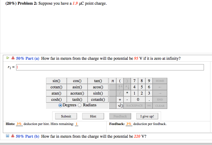 Solved 20%) Problem 2: Suppose you have a 19 HC point charge | Chegg.com