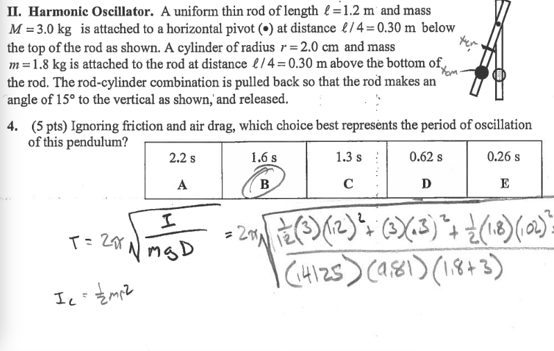 Solved Harmonie Oscillator. A uniform thin rod of length e = | Chegg.com