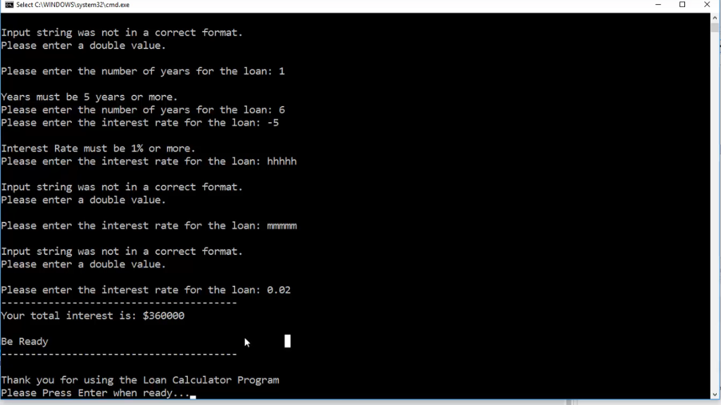 Solved Create a "Loan Program" in C# 1. class Program | Chegg.com