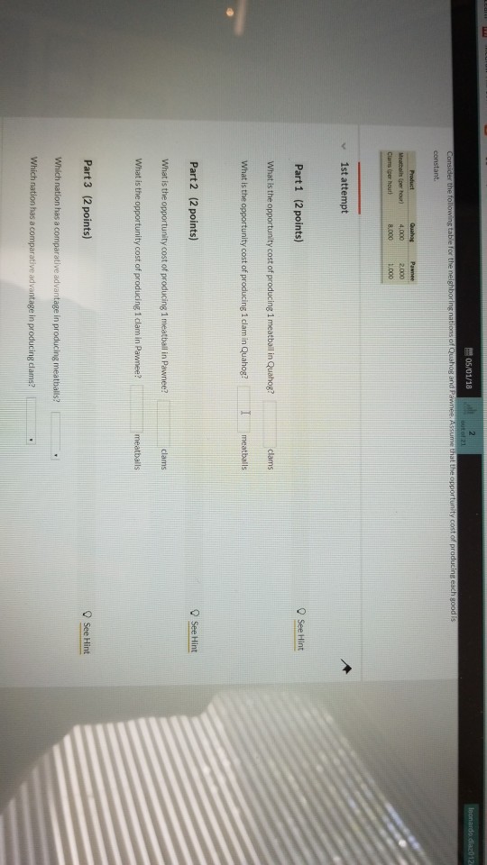 Solved 05/01/18 1st attempt Part 1 (2 points) Q See Hint | Chegg.com