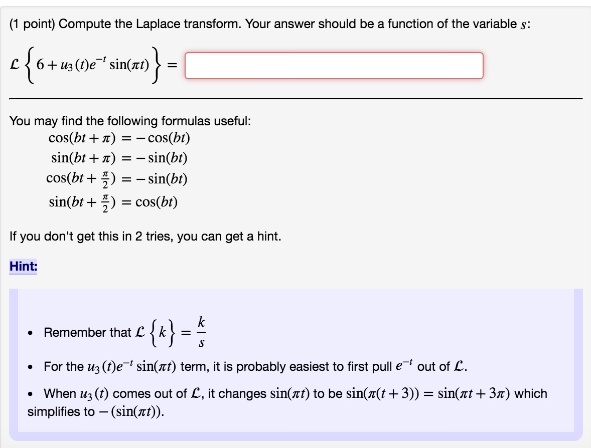 Solved Compute the Laplace transform. Your answer should be | Chegg.com