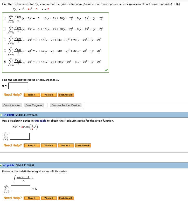 Solved Find The Taylor Series For F X Centered At The Given