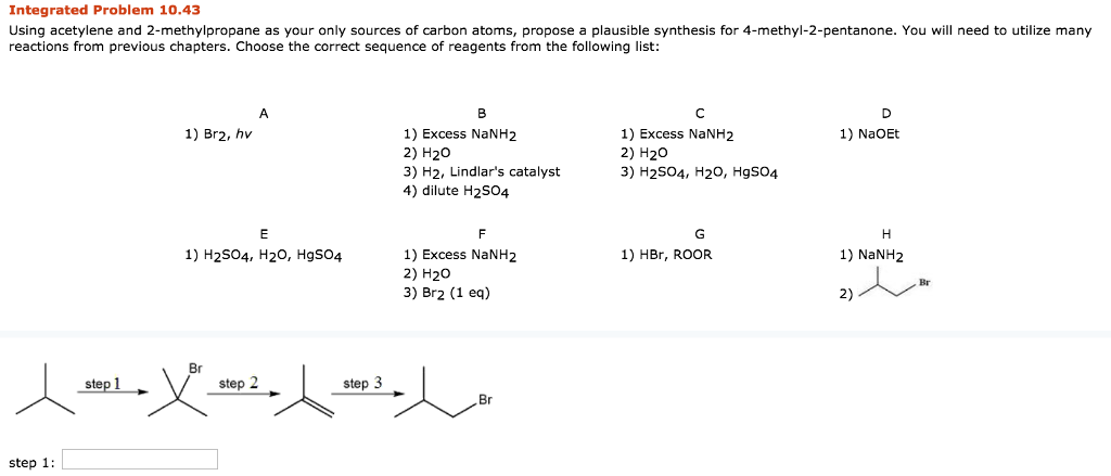 Solved Integrated Problem 10.43 Using acetylene and | Chegg.com