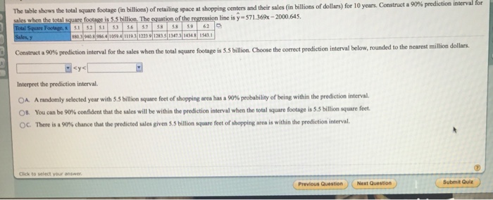 Solved construct a 90% prediction interval for sales when | Chegg.com Solved construct a 90% prediction interval for sales when | Chegg.com