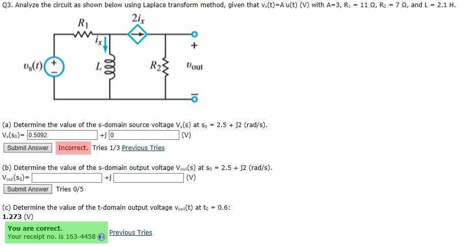 Solved Q3. Analyze the circuit as shown below using Laplace | Chegg.com