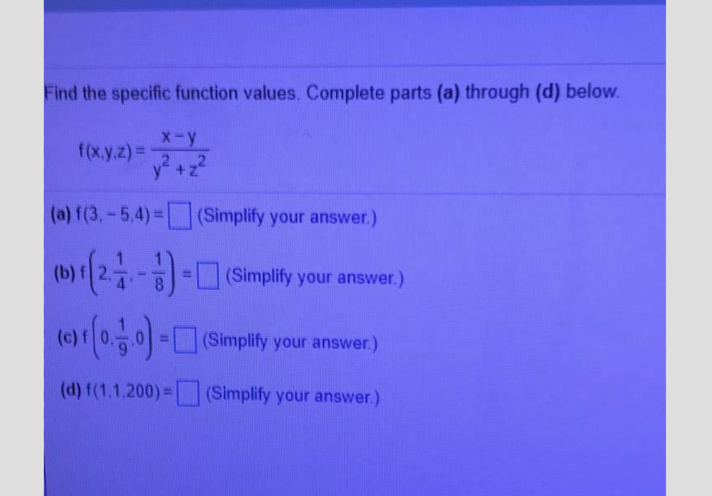 Solved Find the specific function values. Complete parts (a) | Chegg.com