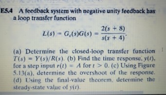 Solved E5.4 A feedback system with negative unity feedback | Chegg.com