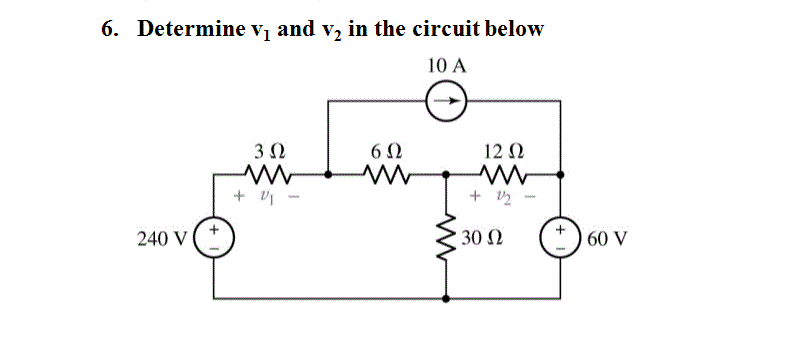Solved Determine v_1 and v_2 in the circuit below | Chegg.com