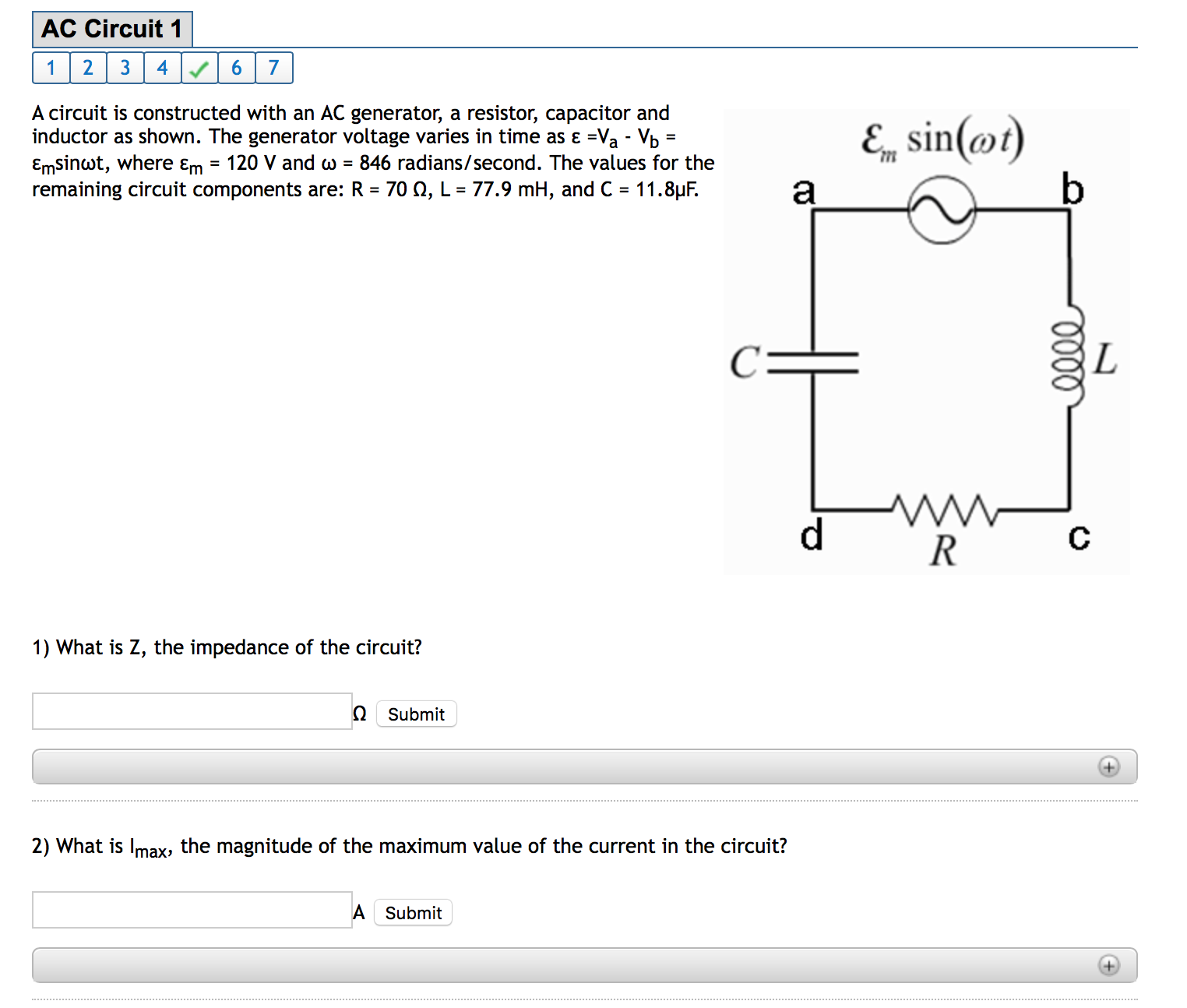 Solved AC Circuits:A circuit is constructed with an AC | Chegg.com