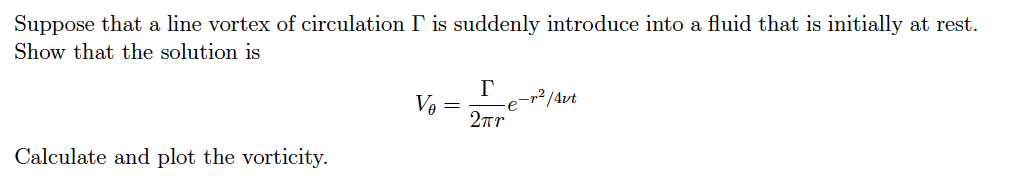 Suppose that a line vortex of circulation F is | Chegg.com